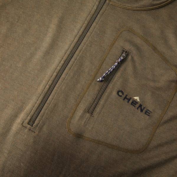 Merino Wool Hooded Long Sleeve Shirt | 1/2 Zip | Chêne Gear®